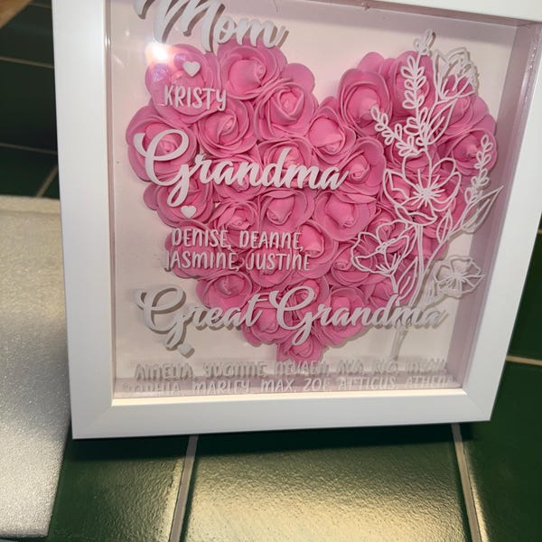 Personalized Great Grandma Gifts Shadow Flower Box, Mother's Day Gift ...