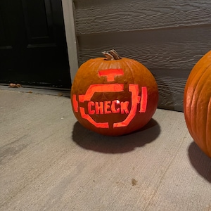 Check Engine Light Pumpkin Carving Stencil || Funny Design for Car ...