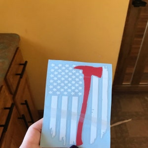 Firemans Axe, Thin Red Line, American Flag, Vinyl Car Decal, Support ...