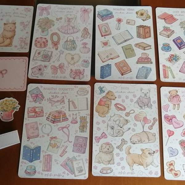 Sticker Sheet Reading Coquette | Planner Stickers, Pastel Deco Stickers ...