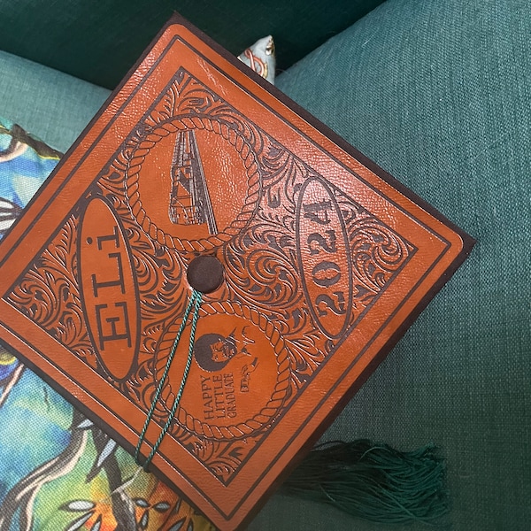 Custom Engraved Grad Cap Topper, Laser Cut Raw Vegan Leather ...