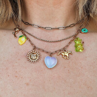 Red Chilli Pepper Bow Charm Necklace, Gold Custom Charm Necklace ...