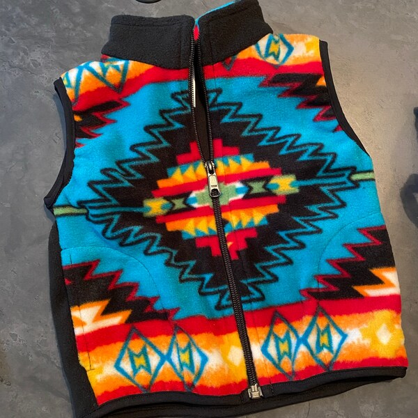 Handmade Aztec Fleece Vest: Southwest Tribal Print, Baby to Child - Etsy