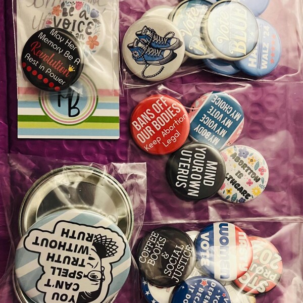 Feminist Button Set, 1.25 Inch Buttons, ERA Yes, Pro Choice, Girl Power ...