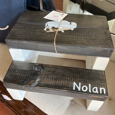 Personalized Rustic Kids Step Stool With Graphic, Toddler Step Stool ...