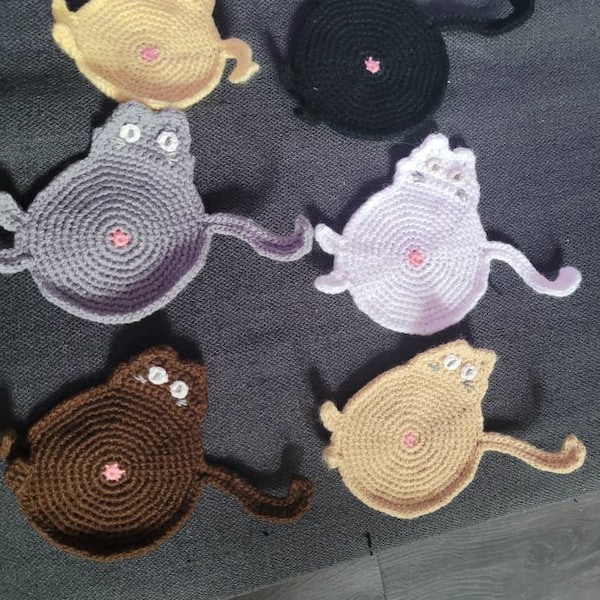 Cat Coaster Crochet Pattern PDF Crochet Cat Drink Coaster Pattern Fat ...