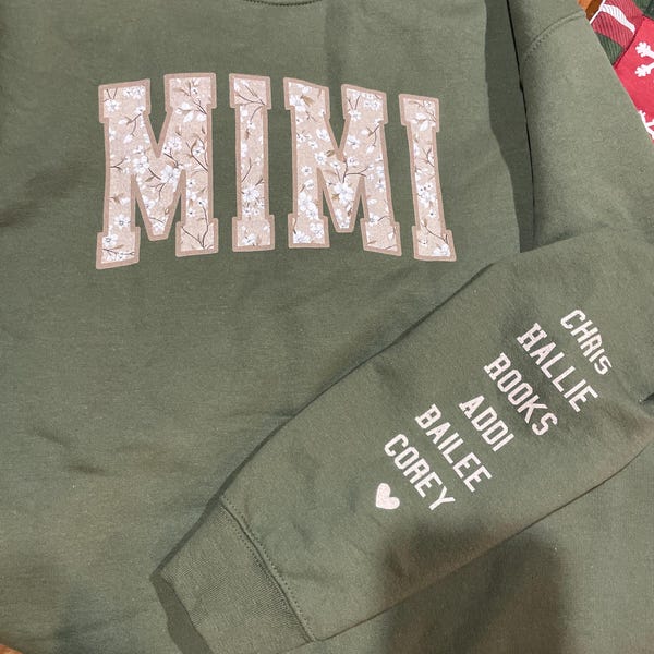 Personalized Mimi Sweatshirt Names on Sleeve Custom Mimi Gift From ...