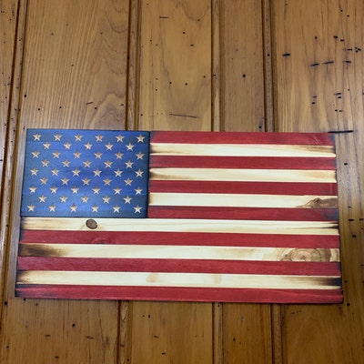 Small Handmade Rustic American Wooden Flag - Etsy