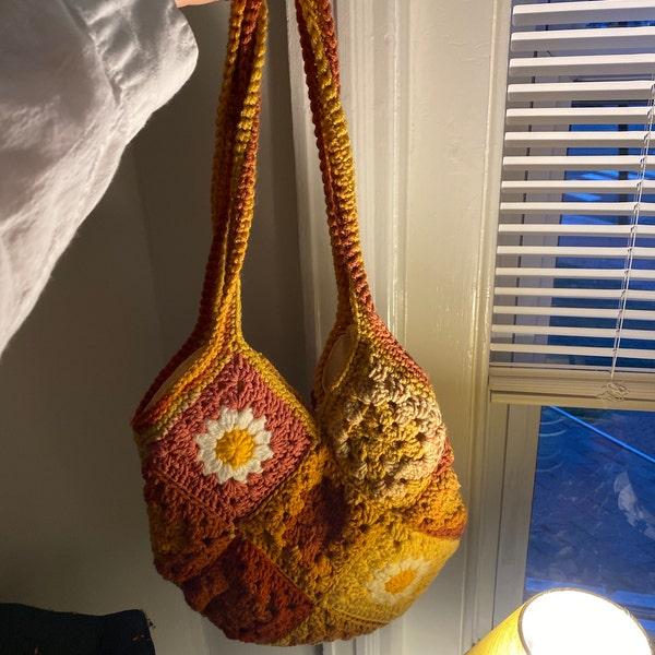 Earthy Granny Square Shoulder Bag - Etsy