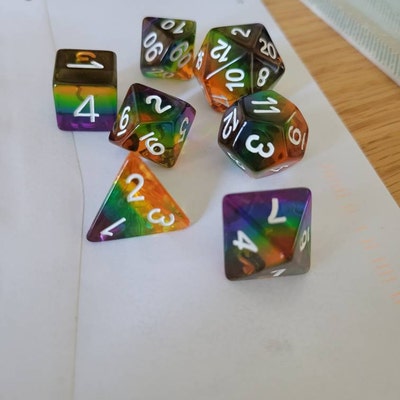 Rainbow Too Dnd Dice Set Transparent Rainbow Polyhedral - Etsy