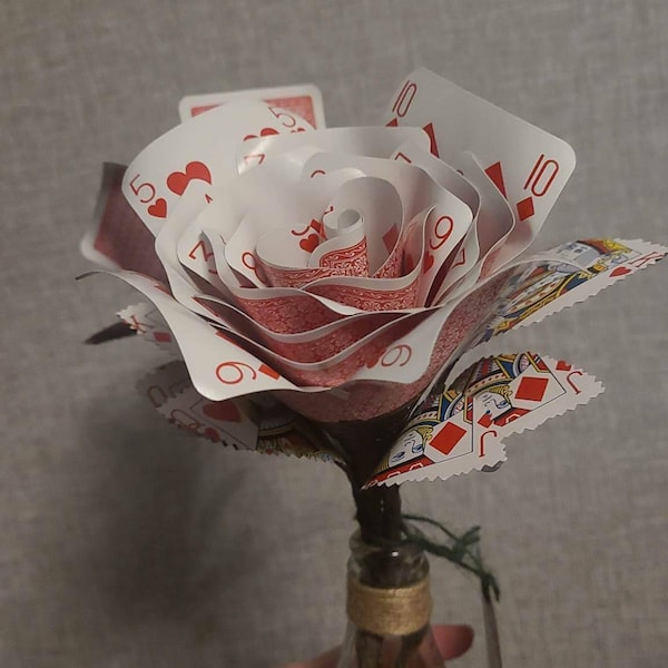Playing Card Roses With Bottle Vase: Alice in Wonderland Decor, Poker ...