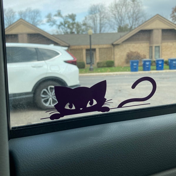Peeking Cat Window Peeker Vinyl Decal | Gifts for Cat Lover | Cat Car ...