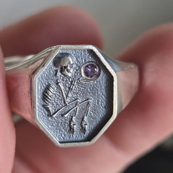 Amethyst Halloween Dead Man's Ring, Skeleton İn the Grave, Amethyst Men ...