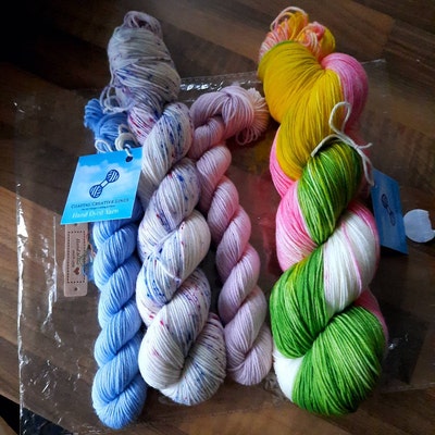 4 Ply DK Yarn 20g 10g Mini Skein Hand Dyed Wool Nylon Green Mustard ...