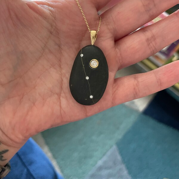 Personalized Pebbles Necklace. Diamond Gold Stone Necklace With ...