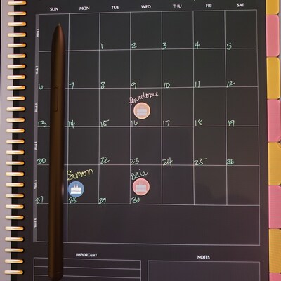 Undated Digital Planner Portrait Dark Mode Blackout Sunday and Monday ...