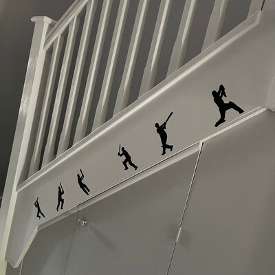 X6 Cricket Wall Sticker Cricketers Skirting Board Boys Bedroom Vinyl ...