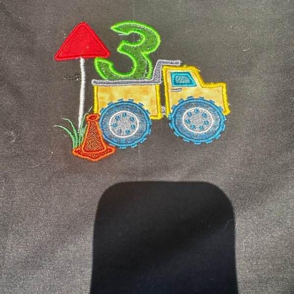 Construction Number 3 Dump Truck Applique - A BMB EXCLUSIVE Design! - Etsy