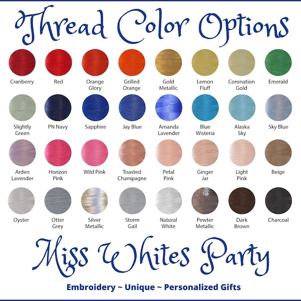 Embroidery Thread Color Swatch Chart Graphic for Your Etsy Shop Basic ...