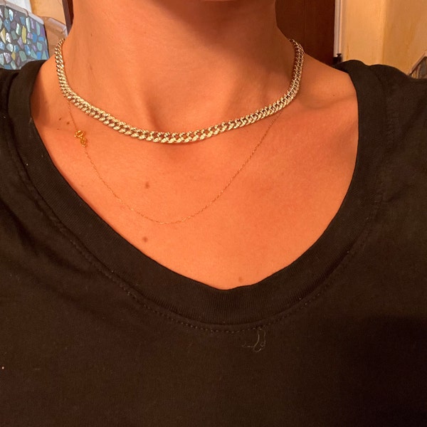 Pave Chain Necklace, Cuban Link Necklace, Pave Cuban Link, Curb Chain ...