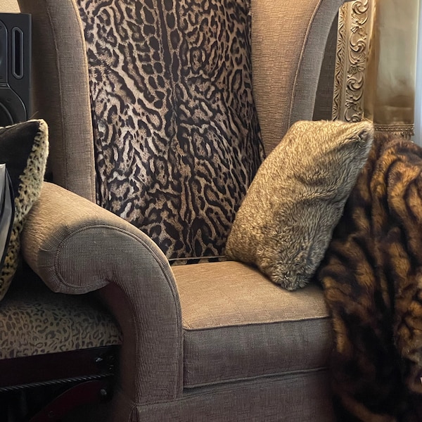 Leopard Velvet Upholstery Fabric: Black Beige Curtain Drapery - Etsy
