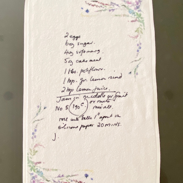 Actual Handwriting Tea Towel, Custom Handwritten Recipe Tea Towel ...