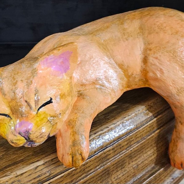 Ready to Paint Ceramic Cat Figurine, Paint It Yourself Stretching Cat ...