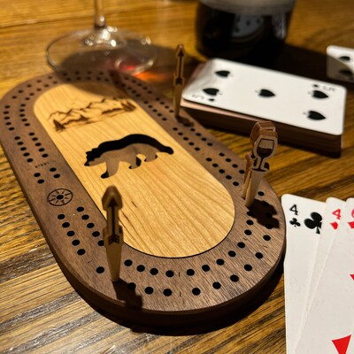 Wildlife Mini Cribbage Board Personalized With Custom Pegs Walnut ...