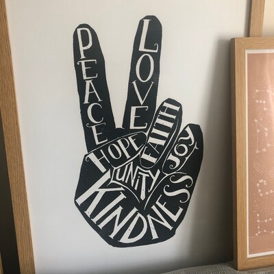 Peace Sign Art Print, Peace and Love, Inspirational Wall Art ...