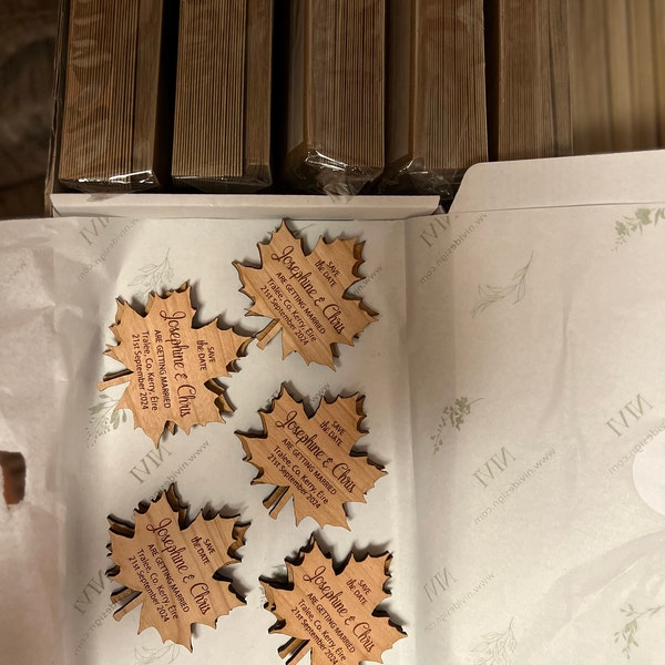 Kraft Save the Date Magnet With Cards, Autumn Fall Wedding Maple Leaf ...