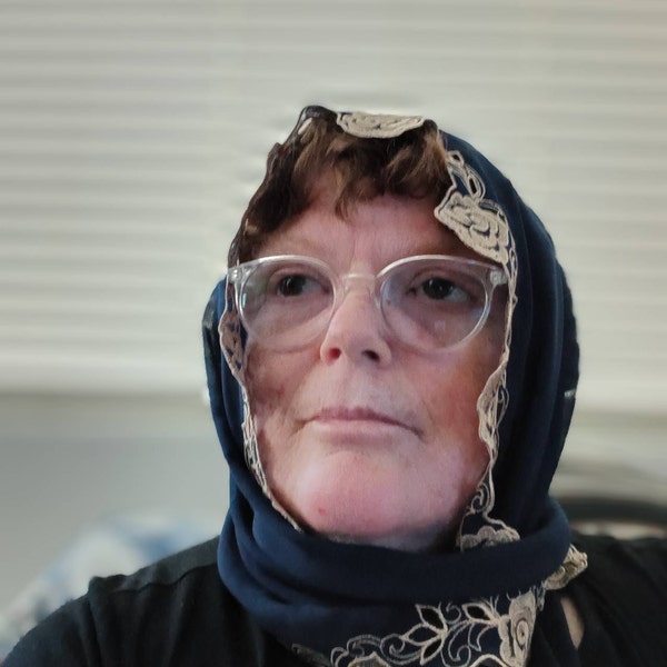 Orthodox Head Scarf. Christian Veil. White Embroidered Chiffon Floral ...