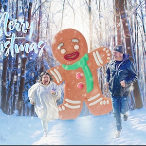 Digital Delivery, Funny Gingerbread Man Chase Digital Christmas Card ...
