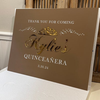 3D Quinceanera Acrylic Welcome Sign, 18x24 Personalized Modern Laser ...