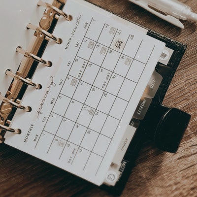 Month on One Page Horizontal Printable MO1P Pocket Size - Etsy