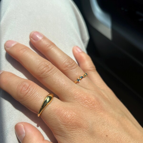 Curve Dome Ring - Dainty Gold Vermeil Ring, Rose Gold Vermeil, Bump ...