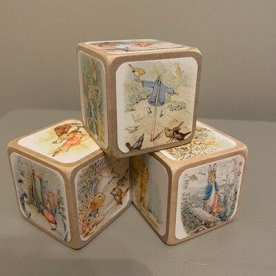 Beatrix Potter Wood Blocks Peter Rabbit Nursery Room Decor Benjamin ...