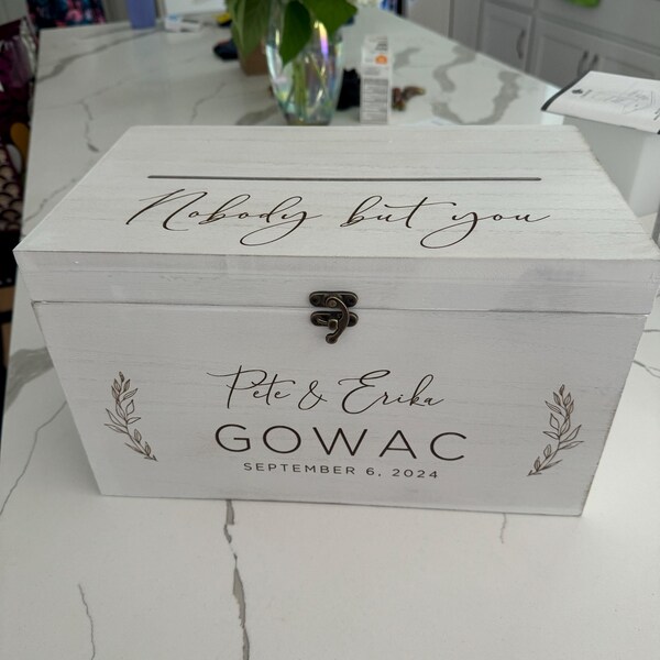 Elegant Couple Engraved Wooden Wedding Keepsake Card Box, Wedding ...