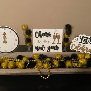 Happy New Year Mini Signs- New Year Decor - Let's Celebrate -cheers to ...