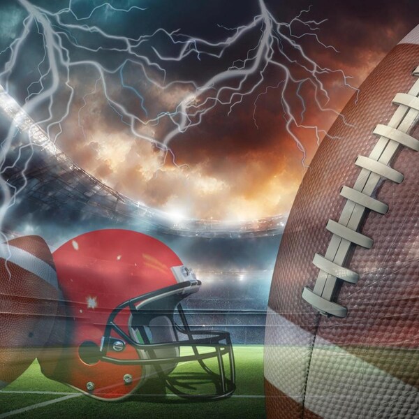 Football Field Background With Lightning, Football Backdrop, Football ...
