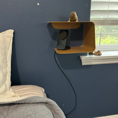 Sage Green Metal Wall Shelf, Modern Floating Shelf, Bent Metal Shelf ...