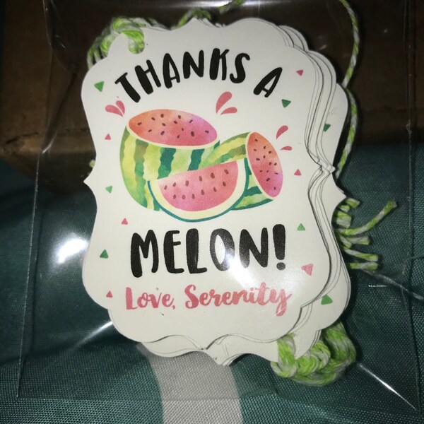 12 Watermelon Thanks a Melon CUSTOM Birthday Favor Tags - One in a ...