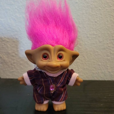 Vintage Ace Novelty Treasure Troll Doll Purple Hair Blue - Etsy