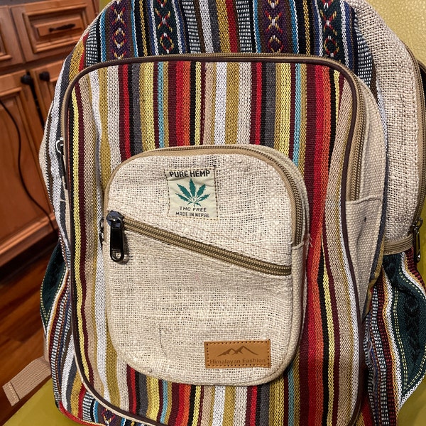 Large Double Pocket Hemp American Native Design Backpack - Etsy