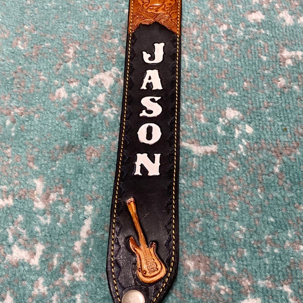 CUSTOM (PADDED) Padded Leather Guitar Strap Personalized With Name - Etsy
