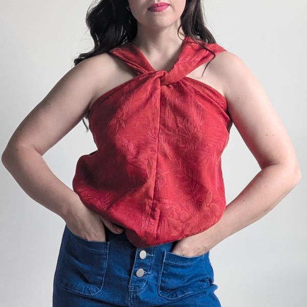 Arwen Halter Twist Neck Top Digital PDF Sewing Pattern // US 4-16 - EU ...