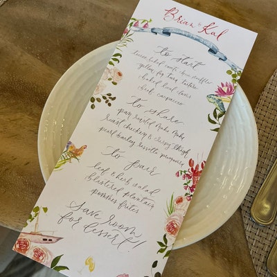 Hand Painted Watercolor Wedding Menu - Etsy