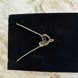 Dainty Tiny Heart Music Note Necklace, Custom Minimalist Treble Bass ...