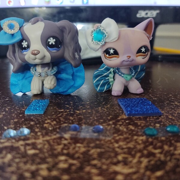 Littlest Pet Shop LPS 12 PC Clothes BLUE Accessories Grab Bag Custom ...