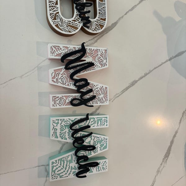 Custom Script Unfinished Wood Sign Laser Cut Letters Hanging Wall Decor ...