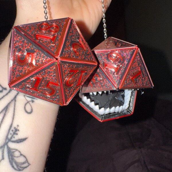 D20 Car Dice [2" Glow in the Dark and White Holographic - "moonbeam ...